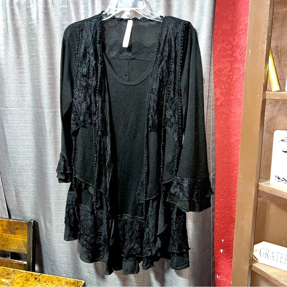 Pretty Angel | Tops | Pretty Angel Black Lace Button Detail Gypsy ...